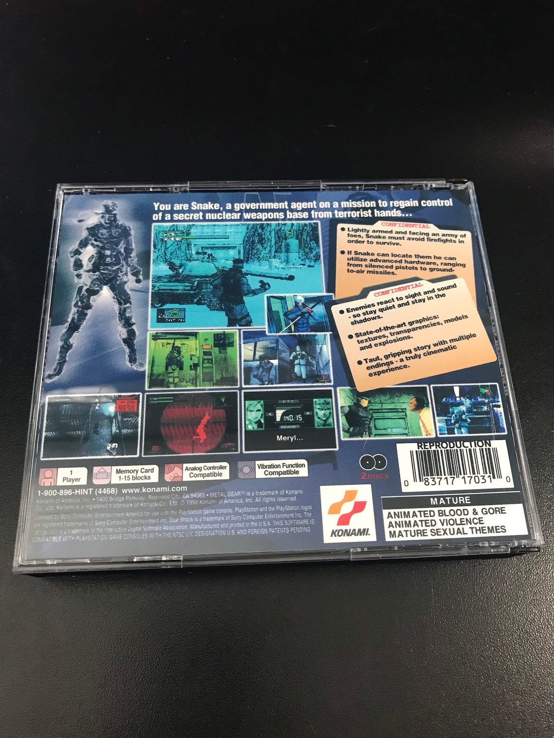Metal Gear Solid Series PS1 Reproduction Case - Etsy