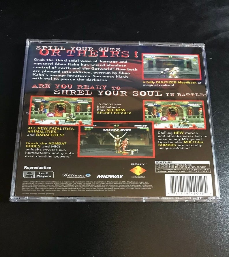 Mortal Kombat Series PS1 Reproduction Case - Etsy