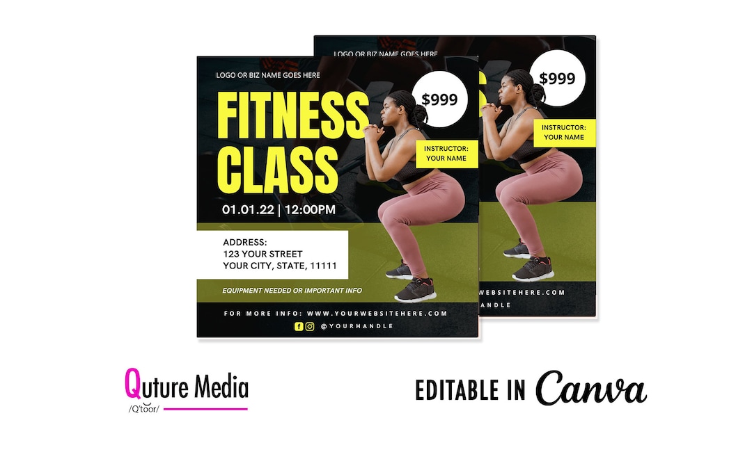 Fitness Flyer, Fitness Class Flyer, Trainer Flyer, Workout Flyer ...