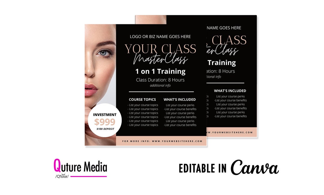 Facial Flyer, Class Flyer, Beauty Class Flyer, Makeup Flyer, Brow Flyer ...