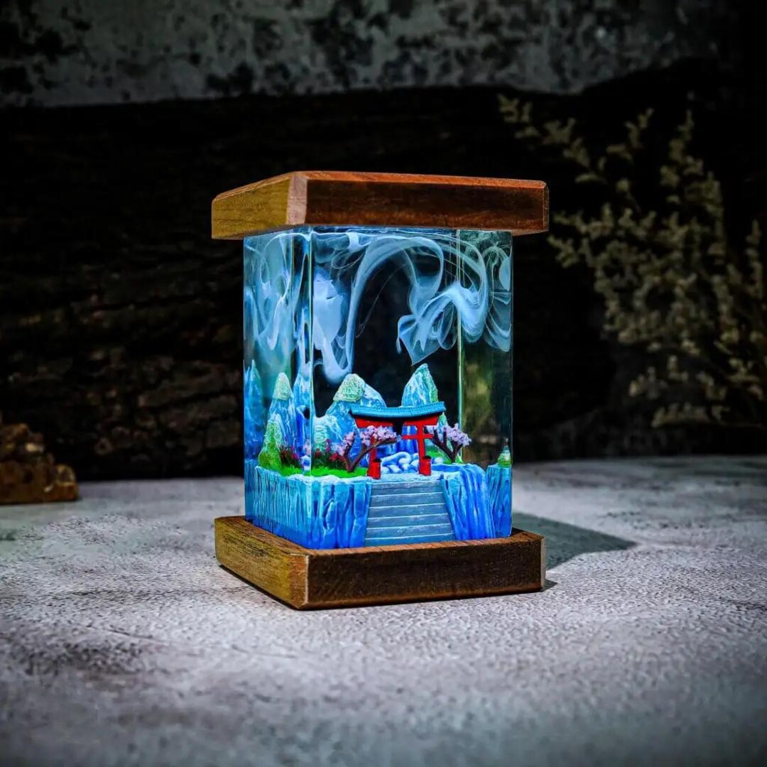 WINTER Torii Gate Epoxy Lamp, Japanese Night Light Father's Day Gifts ...