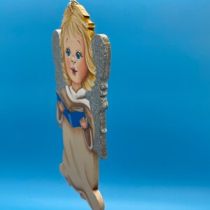 Angel-wood- Hand Painted Wood Ornament- Vintage - Etsy