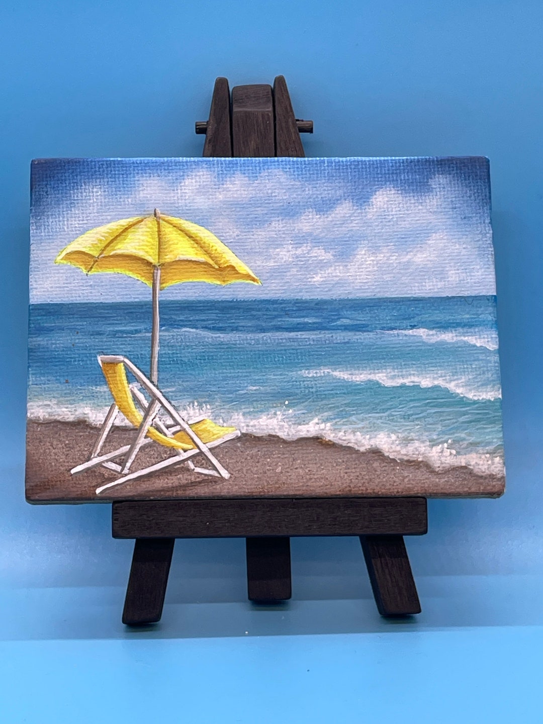 Hand Painted Original Acrylic Miniature Painting-"a Day at the Beach ...