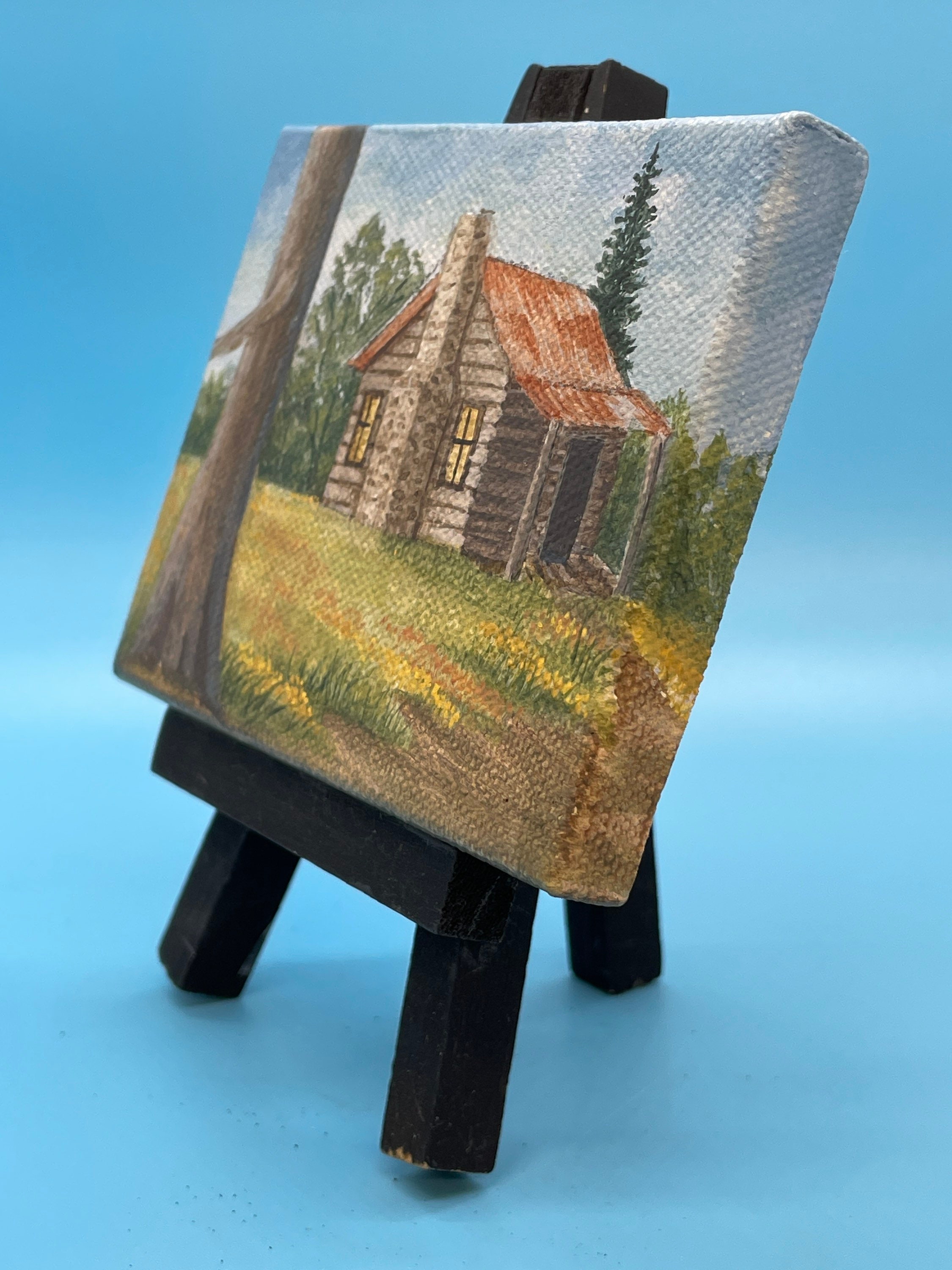 Hand Painted Original Acrylic Miniature Paintingsmoky - Etsy