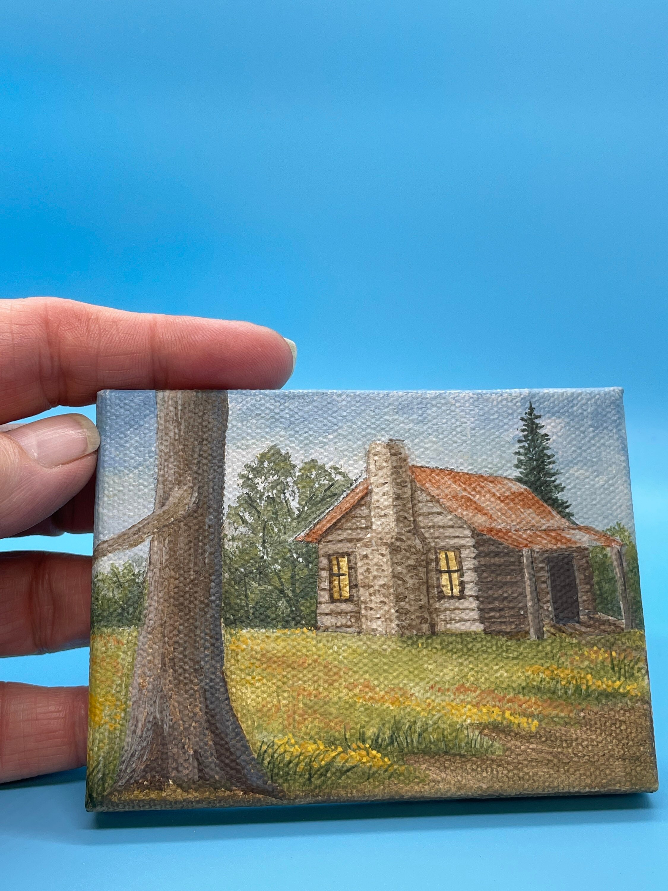 Hand Painted Original Acrylic Miniature Paintingsmoky - Etsy