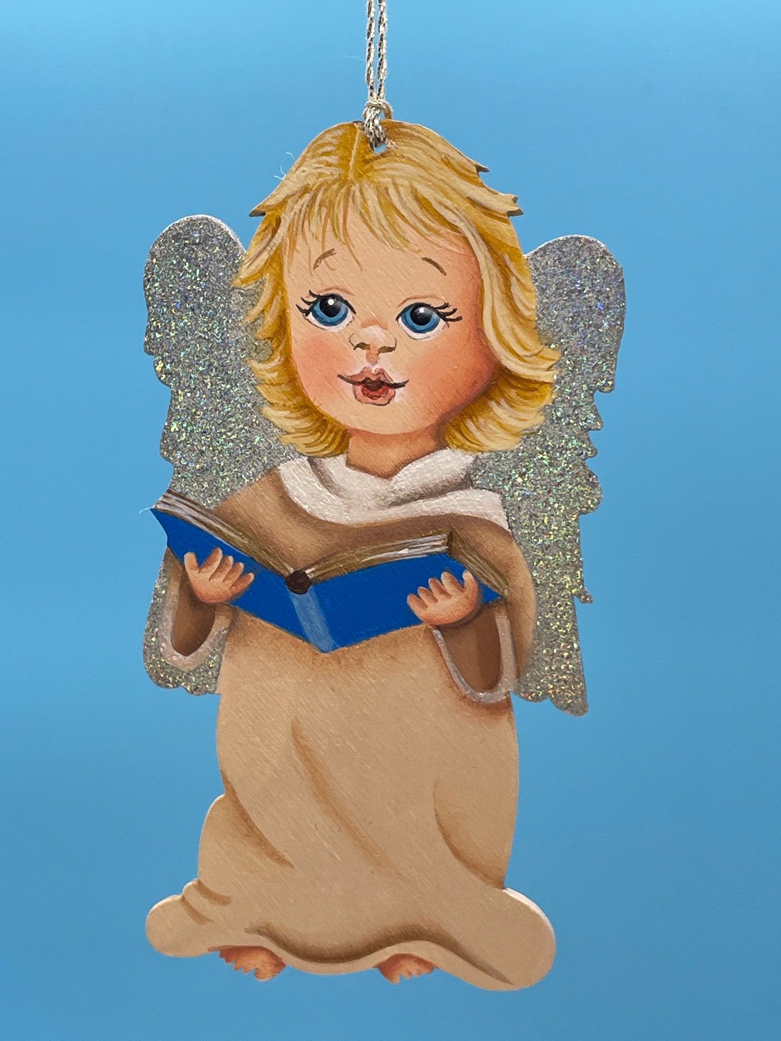 Angel-wood- Hand Painted Wood Ornament- Vintage - Etsy