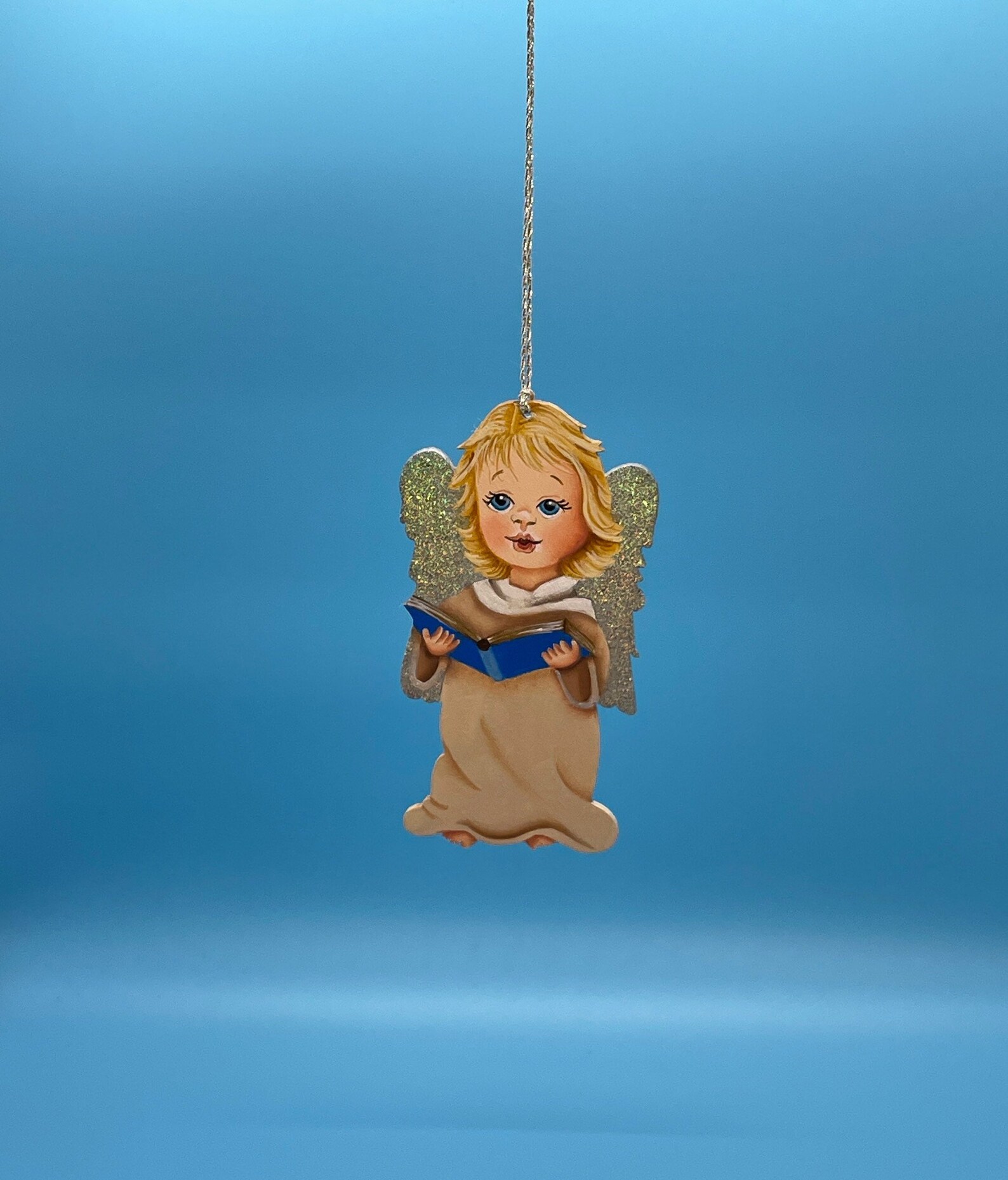 Angel-wood- Hand Painted Wood Ornament- Vintage - Etsy
