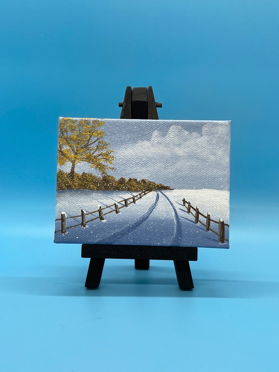 Hand Painted Original Miniature Painting "fall in to Winter". Display ...