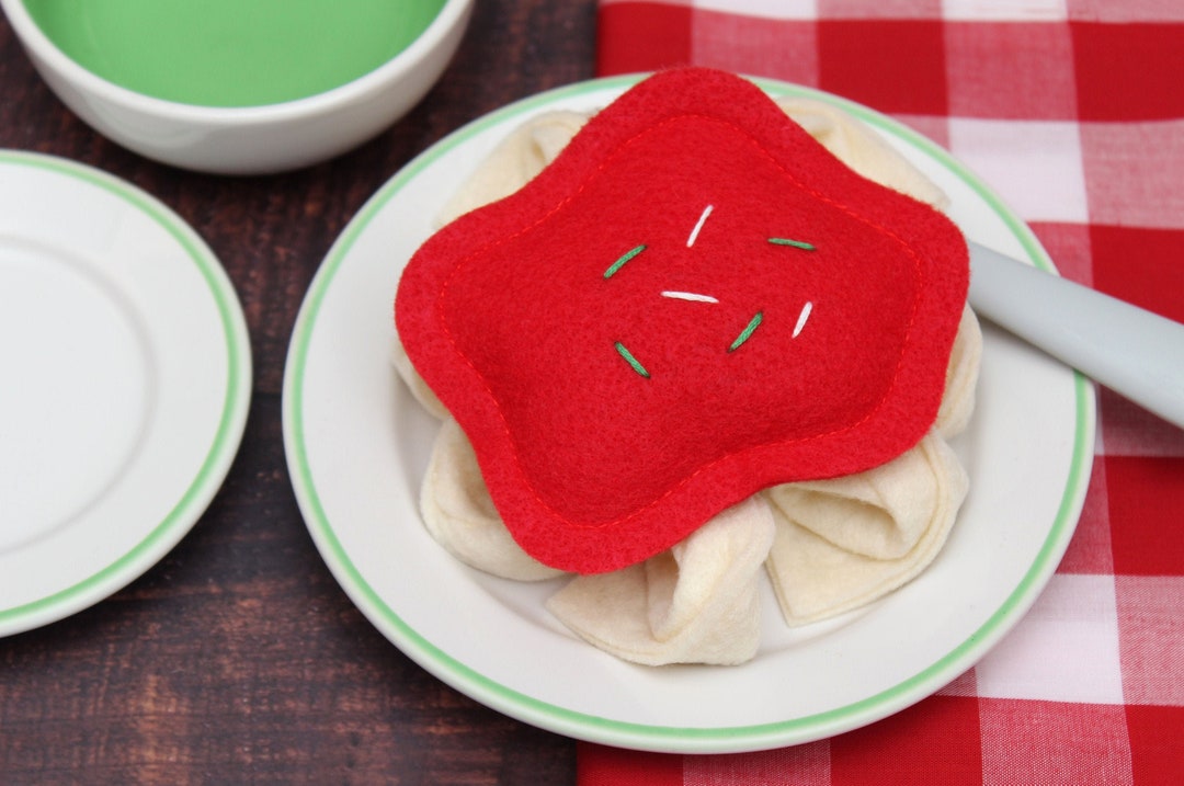 Felt Food Play Tortellini Pasta Set With Sauce, Pretend Play Food, Toy ...