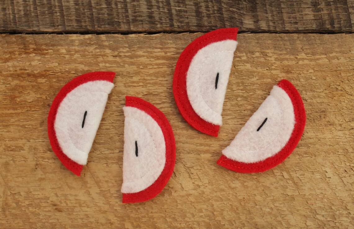 Felt Food Play Apple Slices, Set of 4 - Etsy