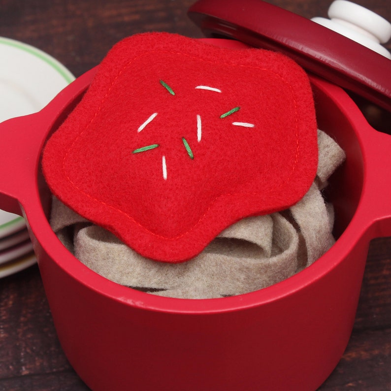 Felt Food Play Spaghetti Pasta Set With Sauce | Etsy