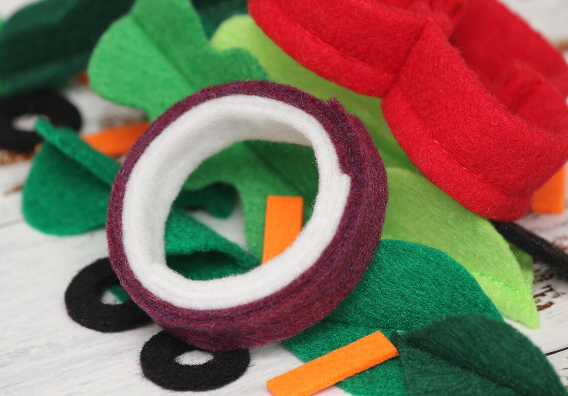 Felt Food Play Salad Set with Shredded Cheese Pepper Black | Etsy