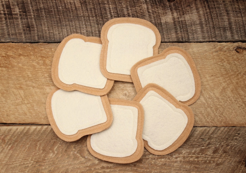 Felt Food Bread Slices, Pretend Play Breakfast, Kids Toy Kitchen (set ...