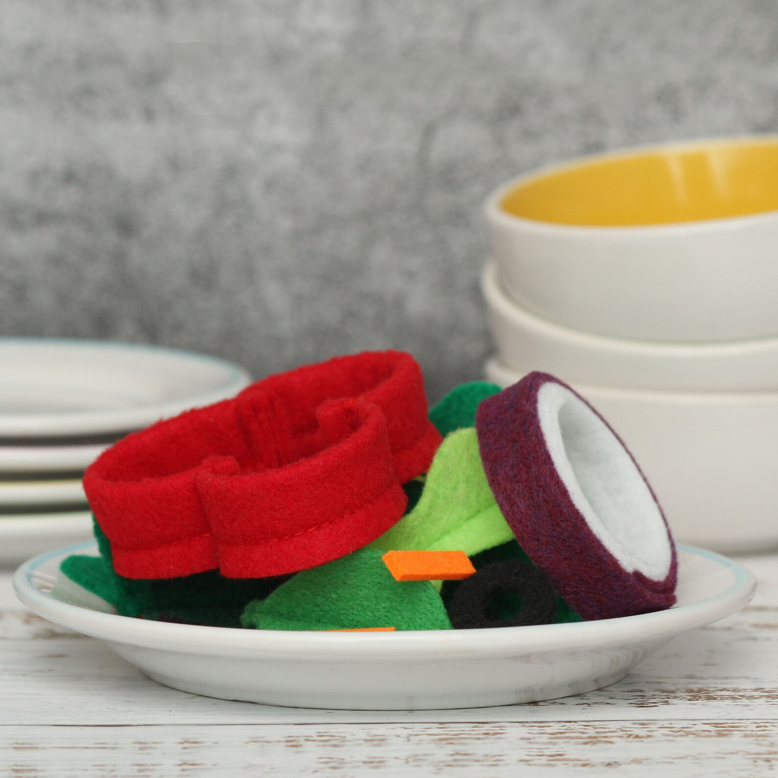 Felt Food Play Salad Set With Shredded Cheese Pepper Black | Etsy