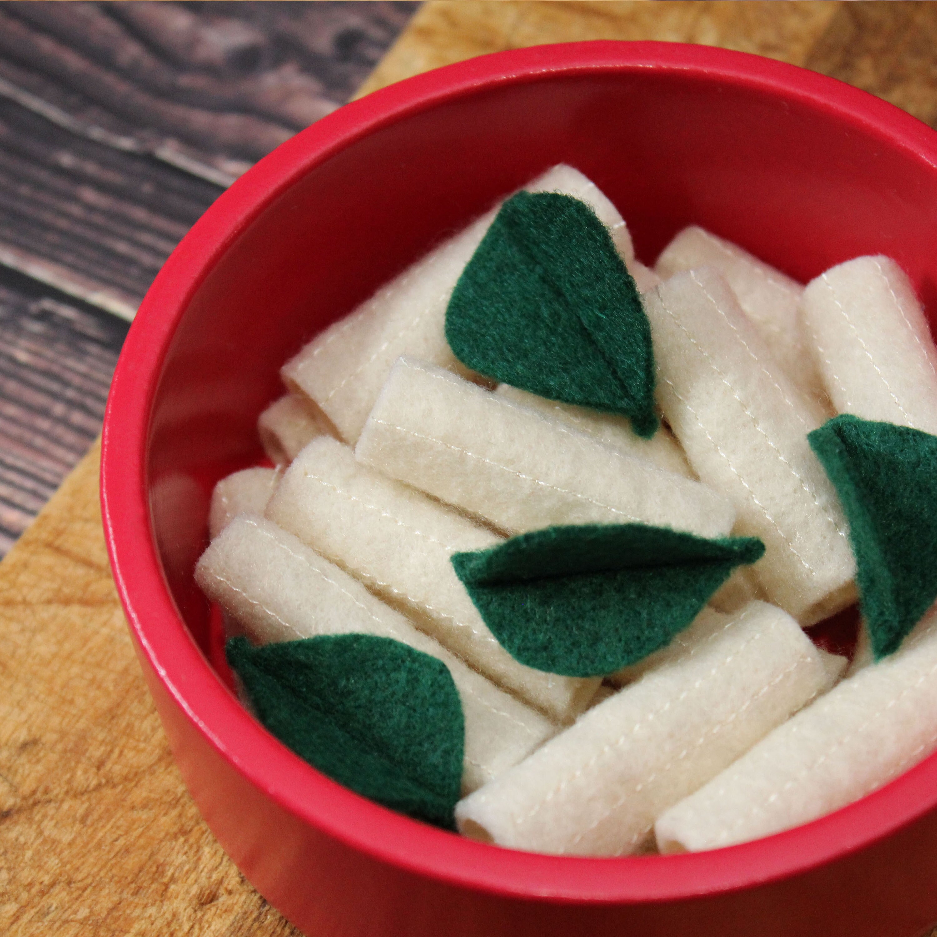 Felt Food Play Rigatoni Pasta Set With Herbs | Etsy