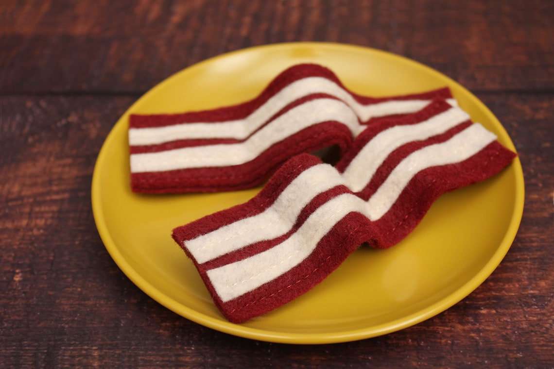 Felt Food Play Bacon Set of 2 Bendable Bacon Strips - Etsy