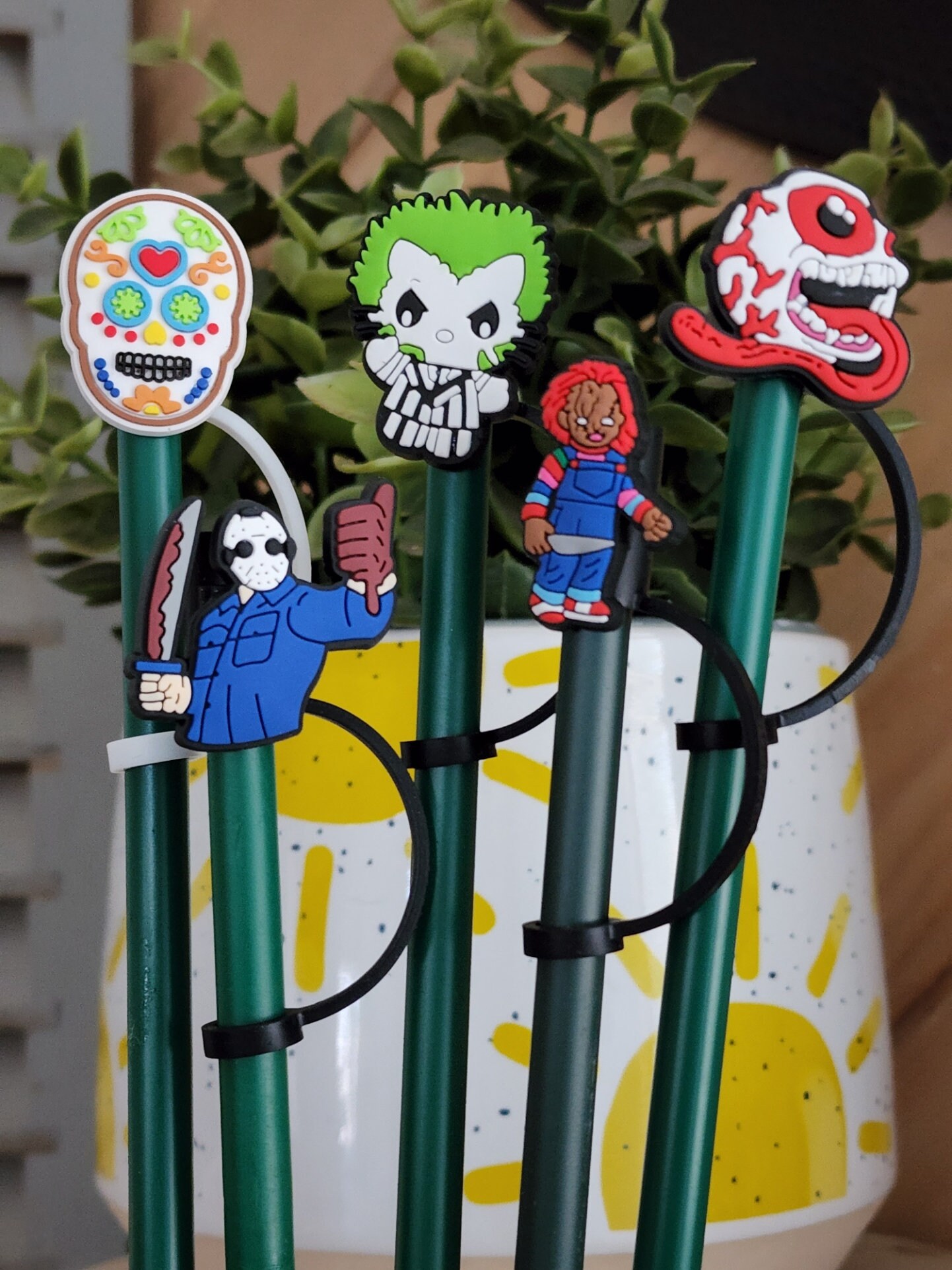 Halloween Straw Toppers Halloween Personalization Straw - Etsy