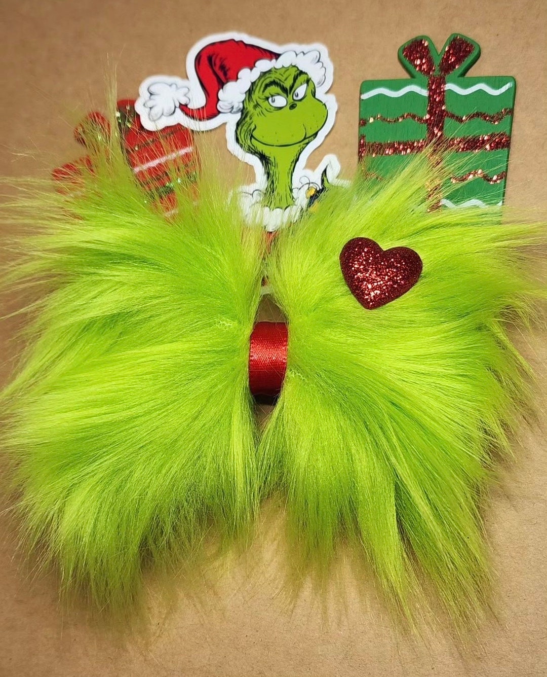Grinch Green Fur Hair Bow| Hair Bow | Christmas Hair Bow | You're a ...