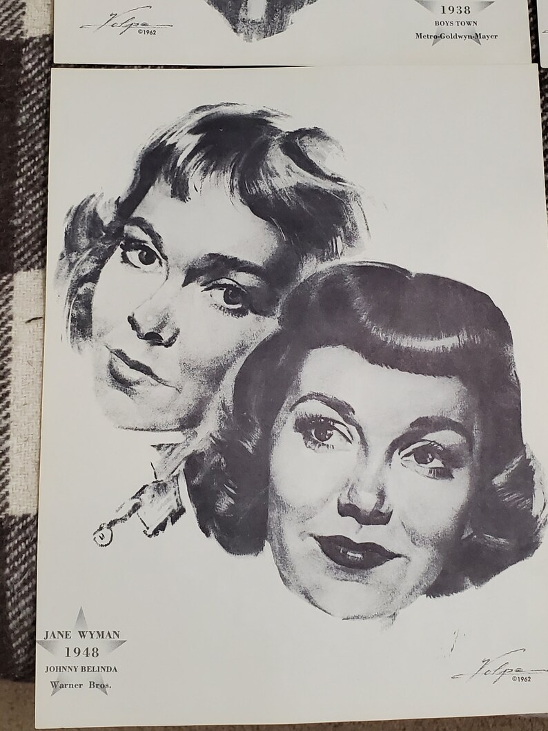 Nicholas Volpe 1962 Charcoal Sketches of Oscar Winners...art - Etsy