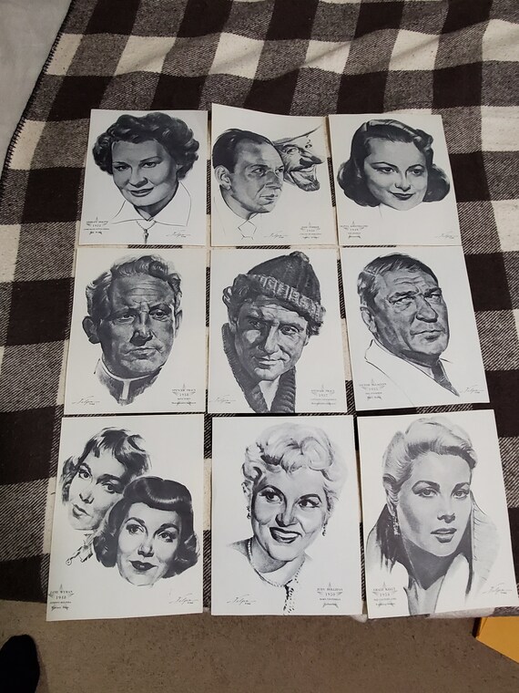 Nicholas Volpe 1962 Charcoal Sketches Of Oscar Winners...Art | Etsy