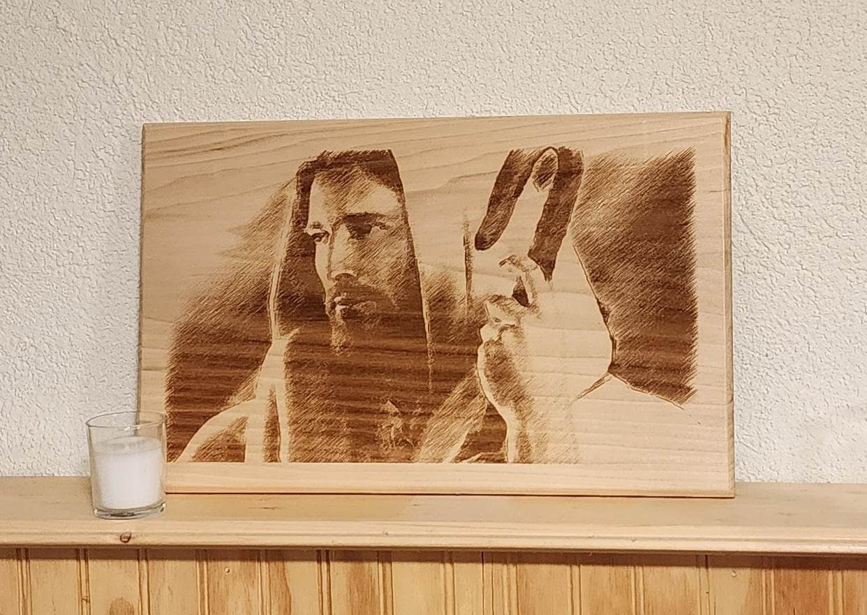 Jesus Christ Laser Engraved Wooden Plaque, Lamb of God Wall Art ...