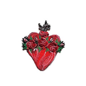 Sacred Heart Virgin Mary•rose•large Patch Embroidered Iron-on - Etsy