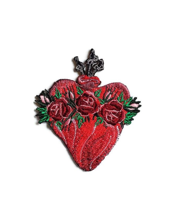 Sacred Heart Virgin Maryroselarge Patch Embroidered Iron-on - Etsy