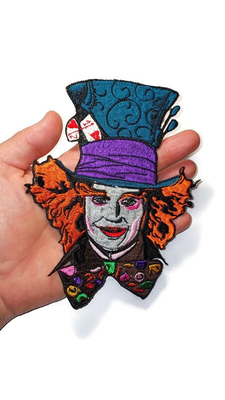 Mad Hatter, Cheshire Cat, Alice Wonderland Patch, Large Embroidered ...