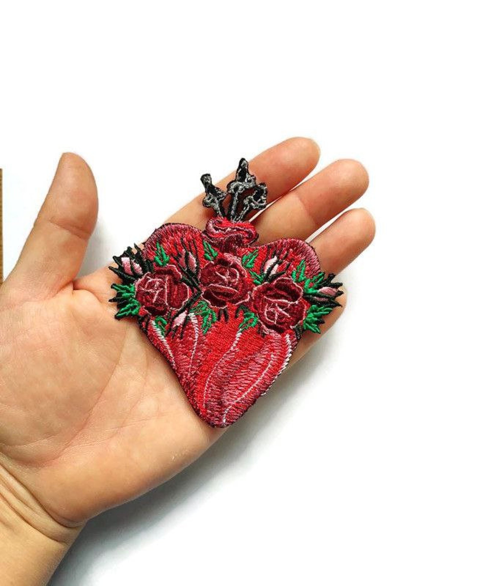 Sacred Heart Virgin Mary•rose•large Patch Embroidered Iron-on - Etsy