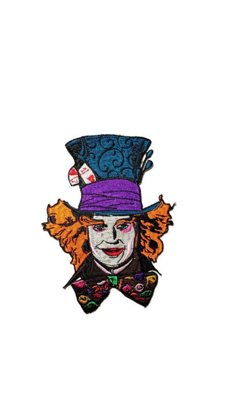 Mad Hatter, Cheshire Cat, Alice Wonderland Patch, Large Embroidered ...