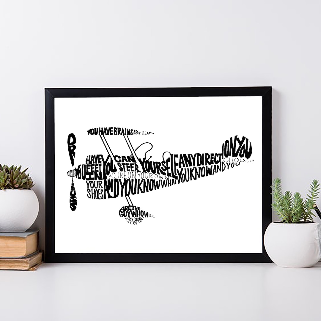 Dr. Seuss Quote Art Print: Hand Lettered Airplane Nursery Decor - Etsy ...