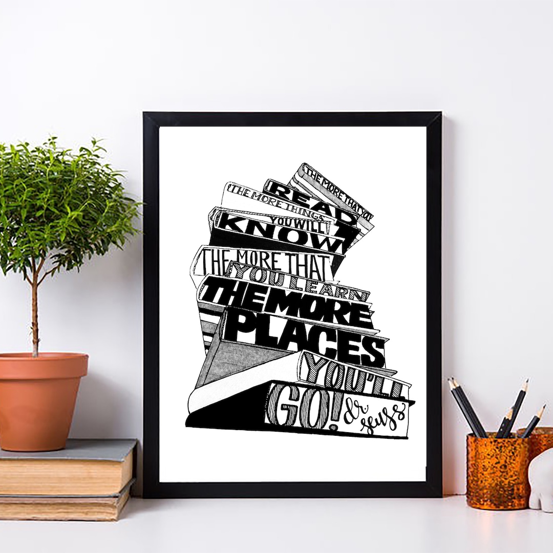 Dr. Seuss Quote Print: Hand-lettered Wall Art - Etsy