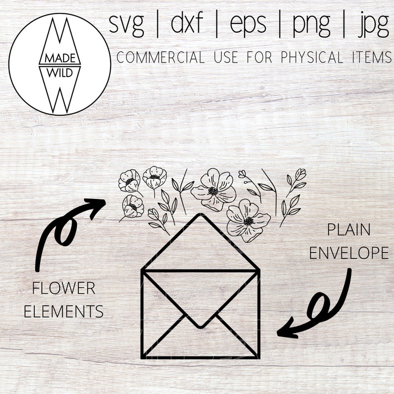 Envelope With Flowers SVG Valentines Day SVG Wildflower | Etsy