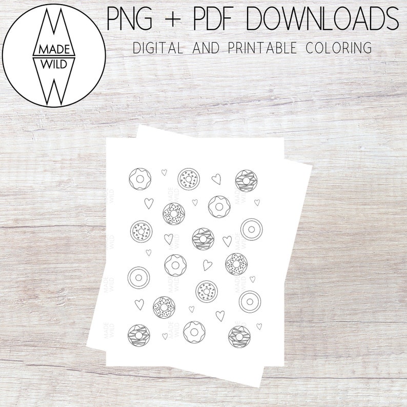 Donuts Coloring Page PDF Coloring PNG Hearts Coloring Page Kids ...