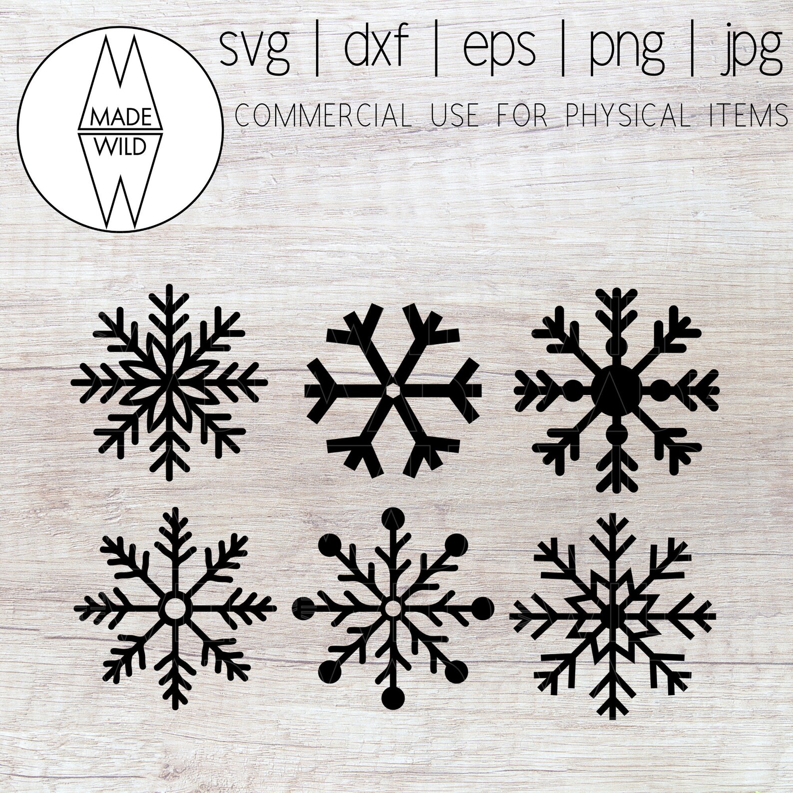 Flocons de neige SVG Noël SVG Flocons de neige Clipart | Etsy
