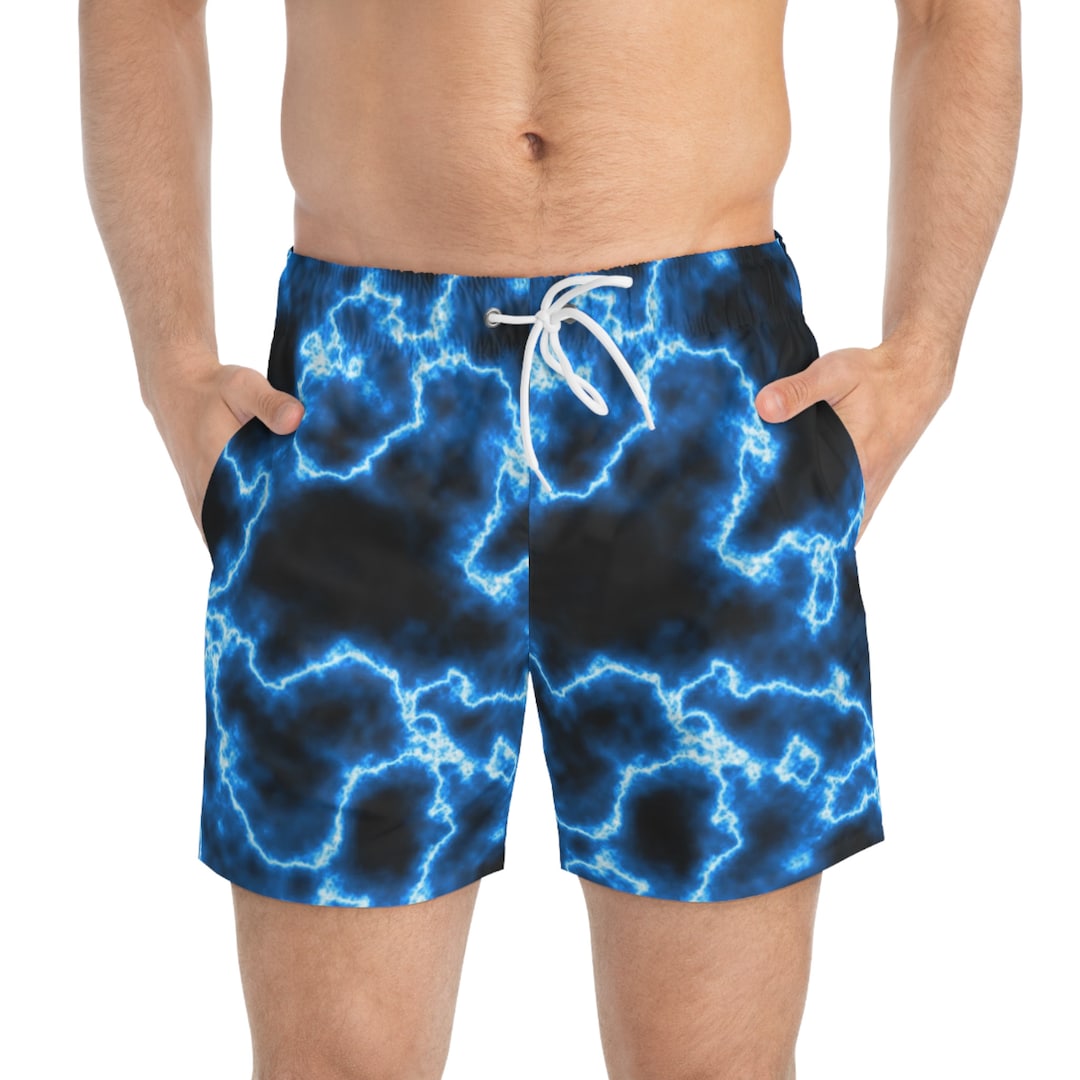 Turquoise Lightning Swim Trunks - Etsy