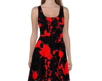 Blood Splatter Halloween Dress Bloody Pinup Halter Dress - Etsy