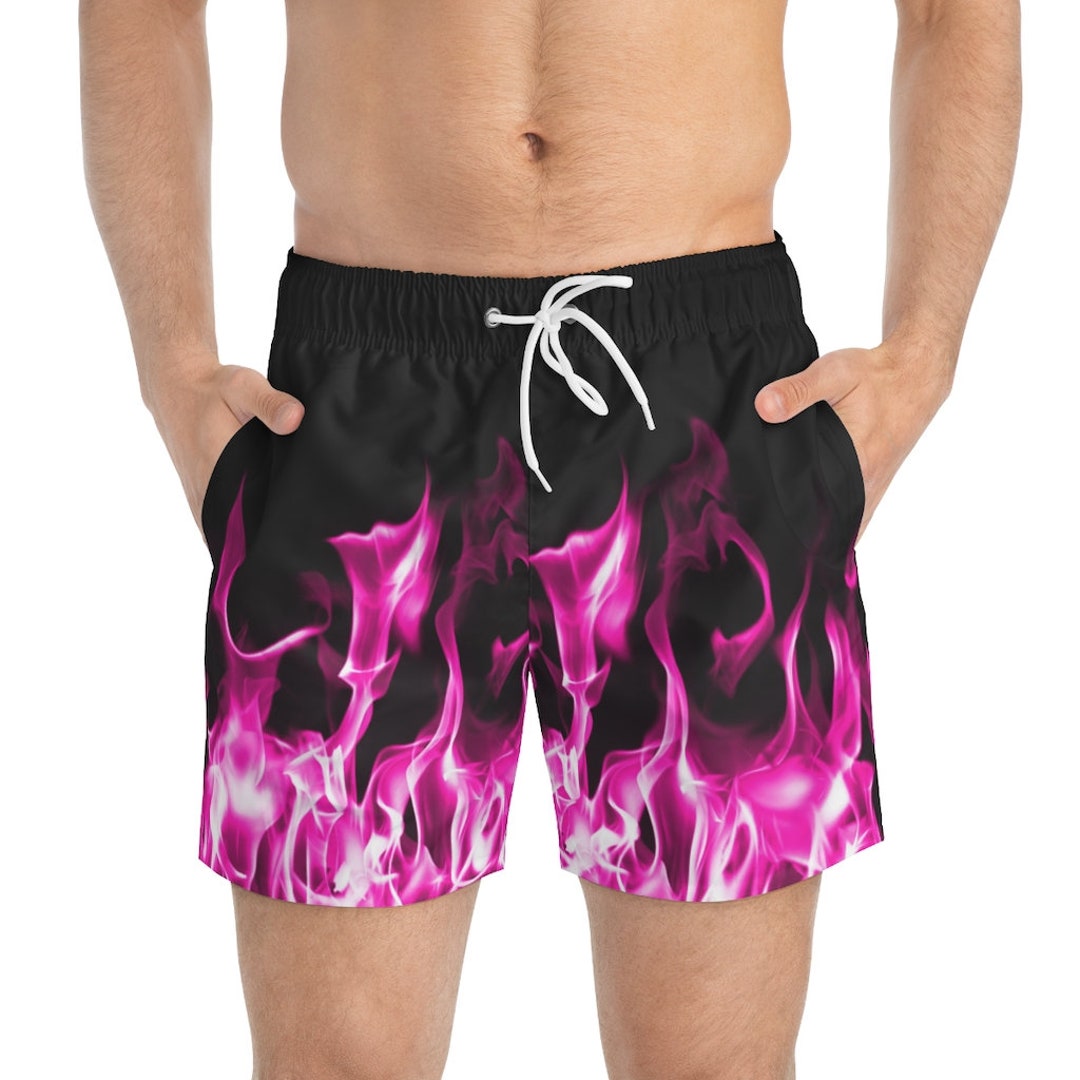 Pink Flame Swim Trunks - Etsy