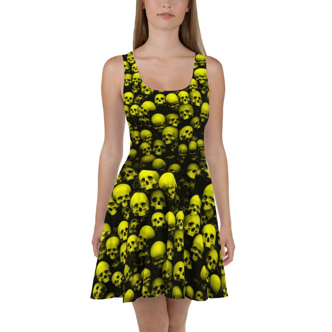 Yellow Skulls Skater Dress - Etsy