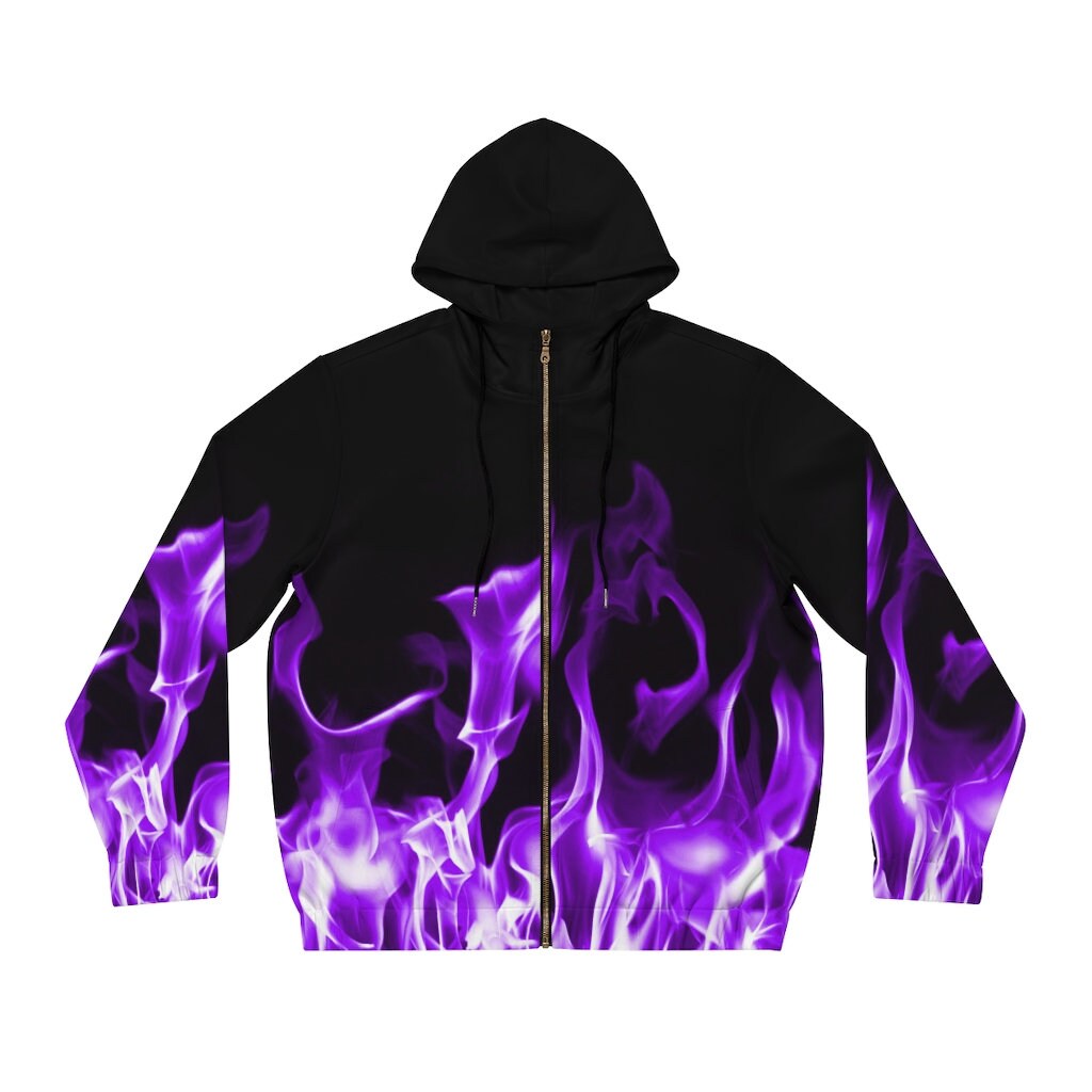 Purple Flames Full-zip Hoodie - Etsy
