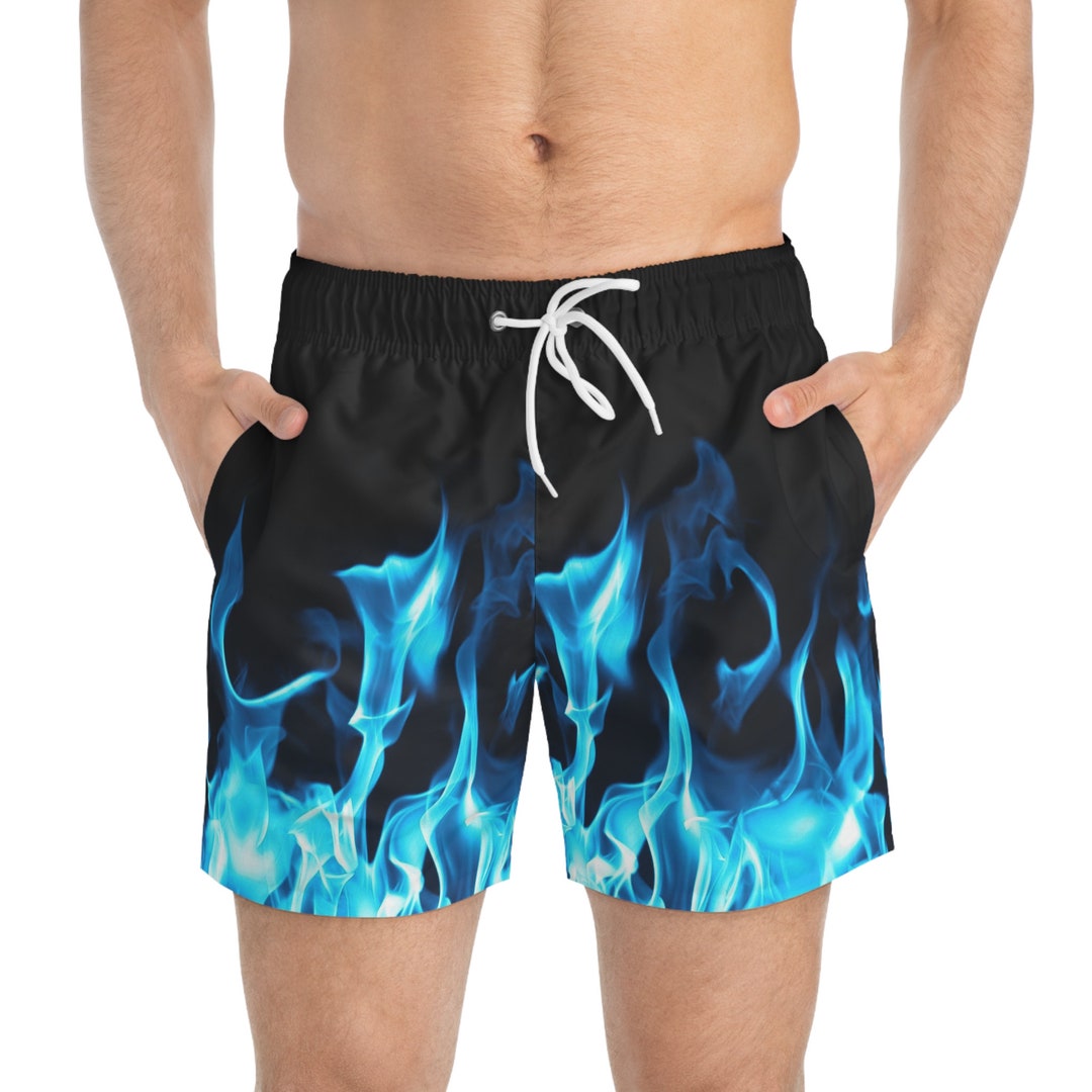 Turquoise Flames Swim Trunks - Etsy