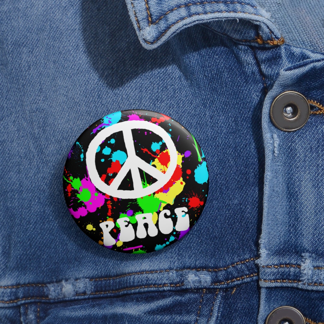 Peace Sign Pin Button: Colorful Splatter Art - Etsy