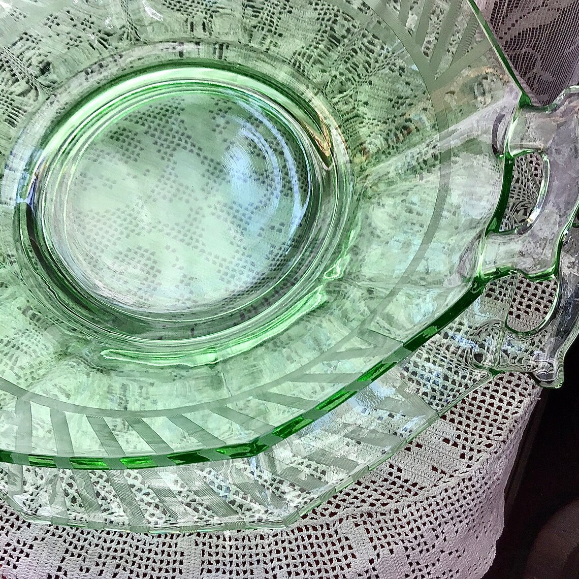 Green Imperial Glass Serving Set Molly Pattern Elegant Etched - Etsy
