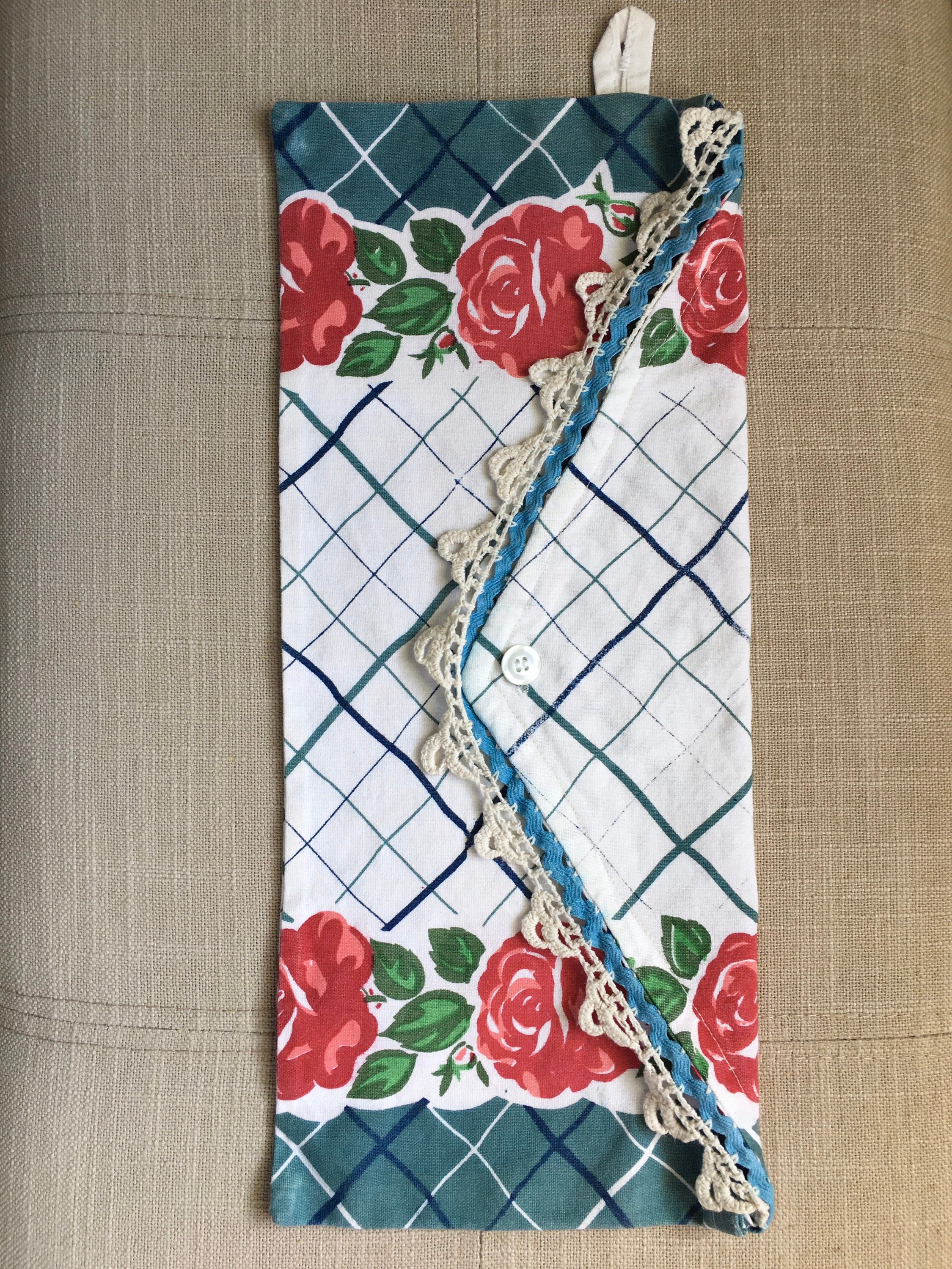 Envelope Style Cloth Storage Bag Vintage Tea Towel Sturdy Cotton ...