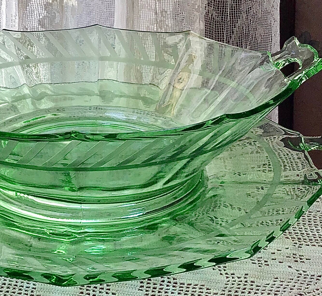 Green Imperial Glass Serving Set Molly Pattern Elegant Etched - Etsy