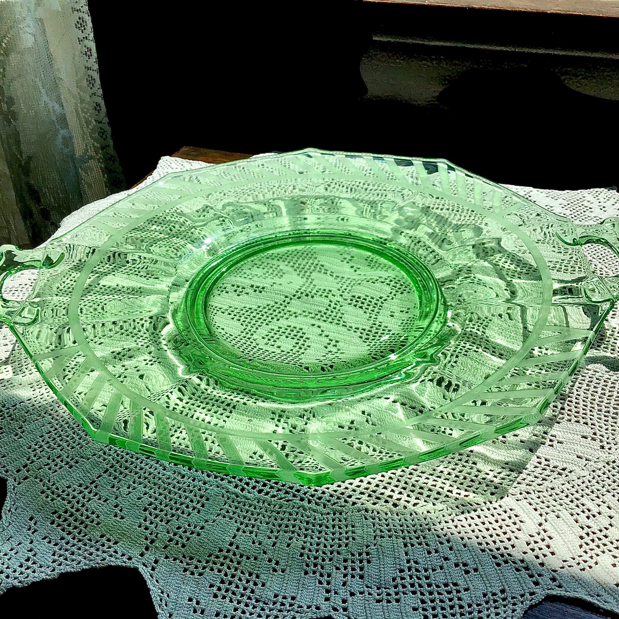 Green Imperial Glass Serving Set Molly Pattern Elegant Etched - Etsy