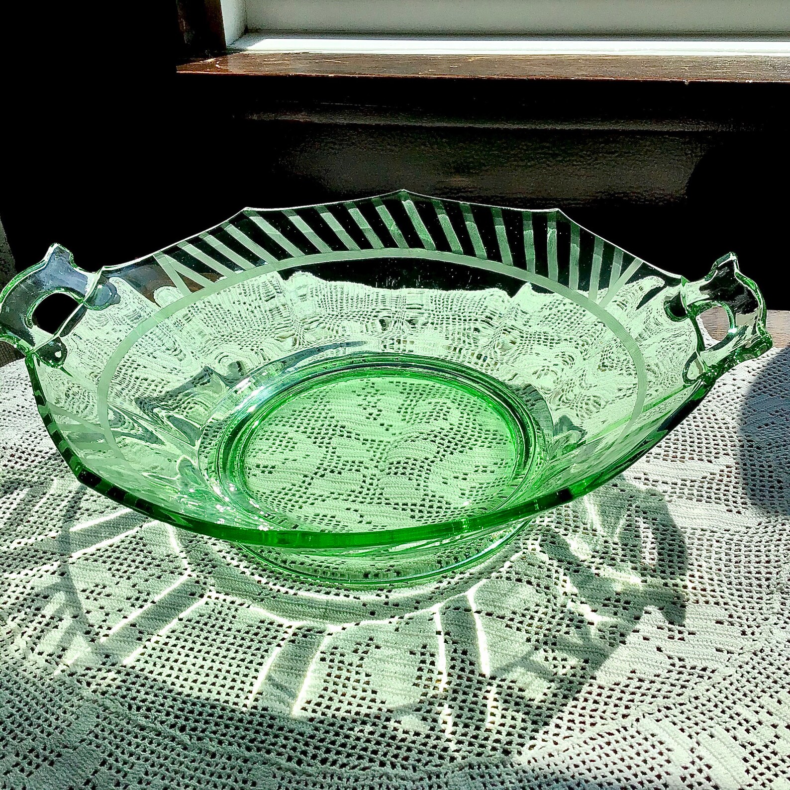 Green Imperial Glass Serving Set Molly Pattern Elegant Etched - Etsy