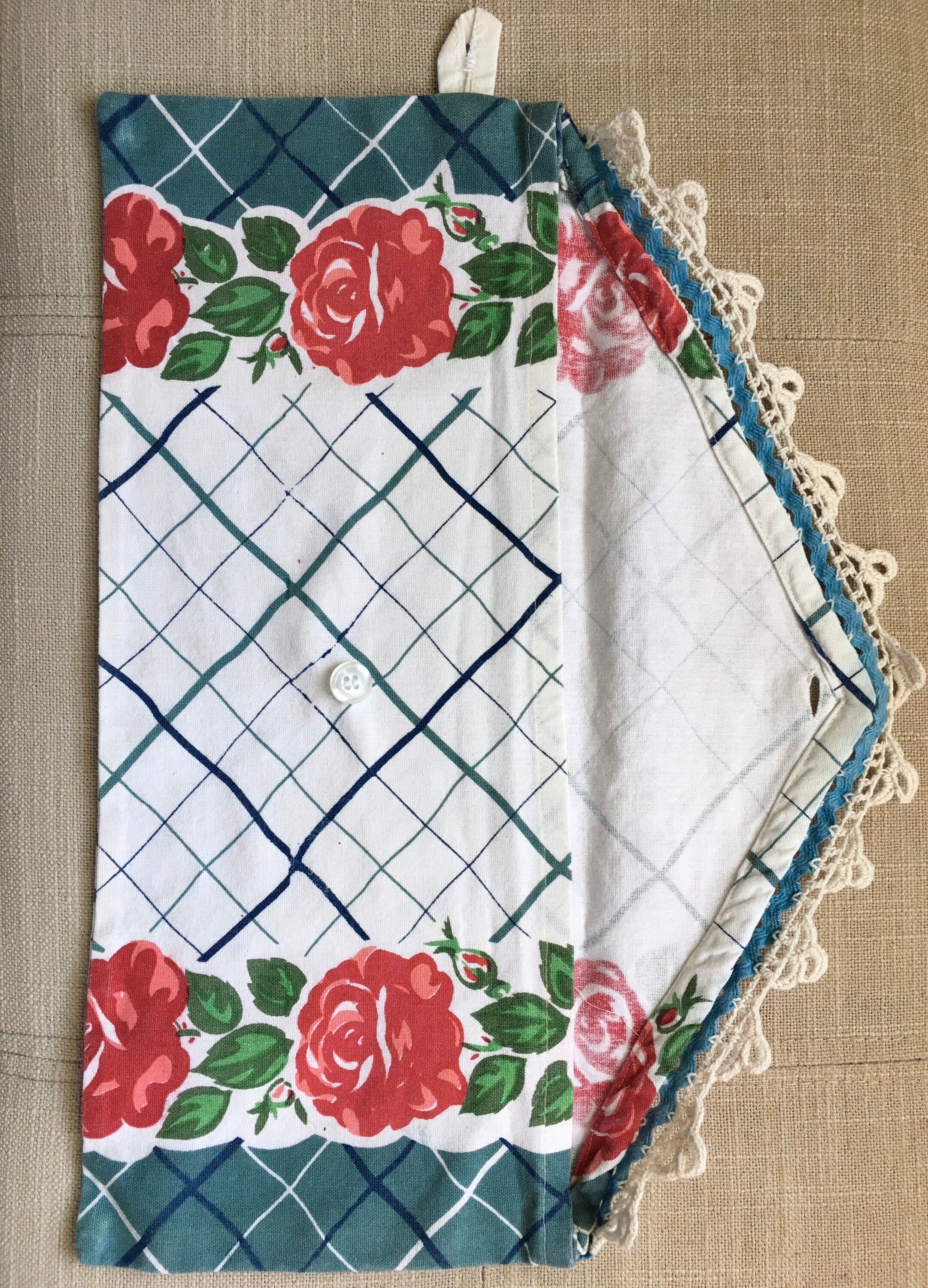 Envelope Style Cloth Storage Bag Vintage Tea Towel Sturdy Cotton ...