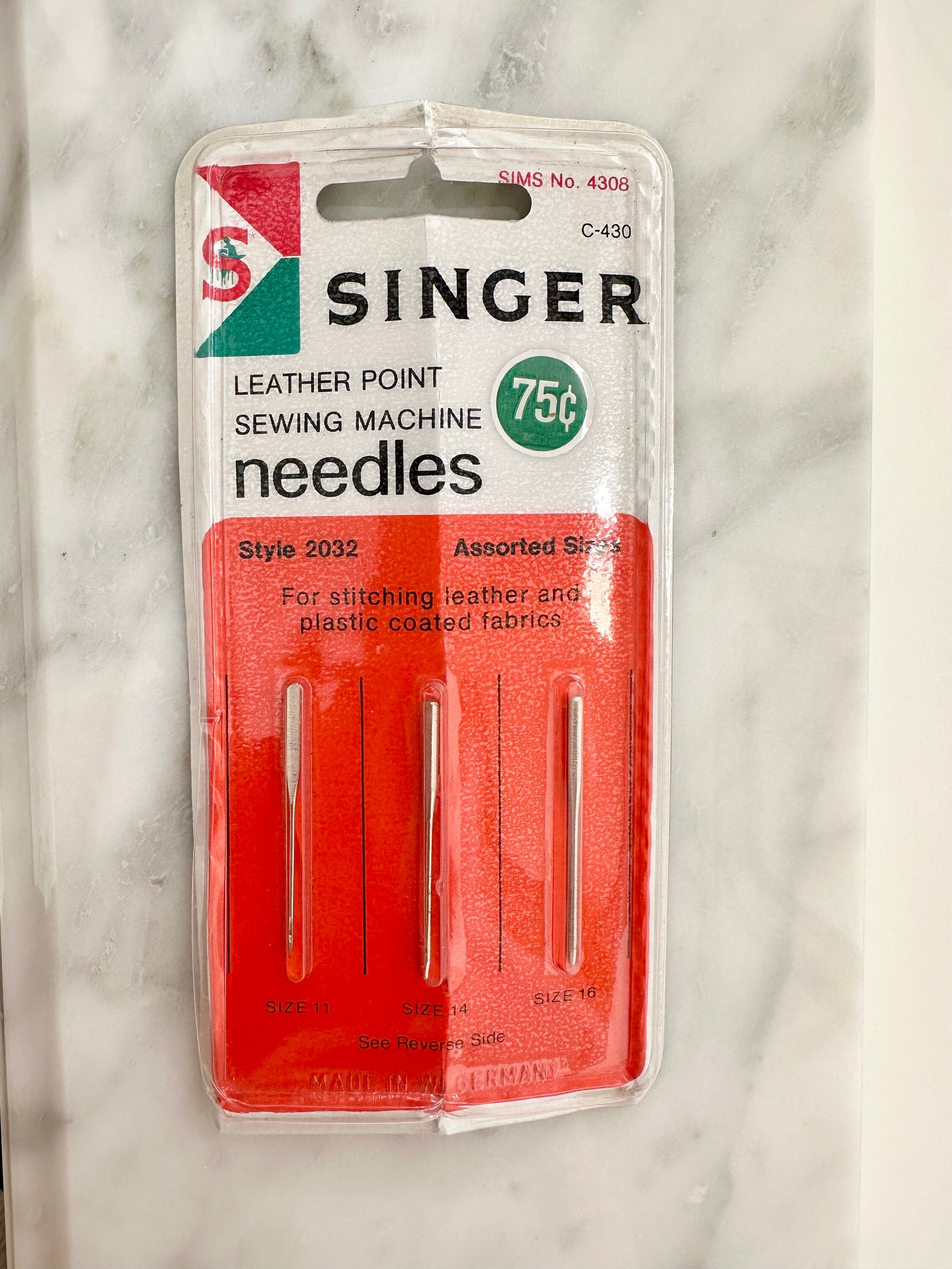 Vintage Singer Sewing Machine Needles Leather Point Style 2032 SIMS No ...