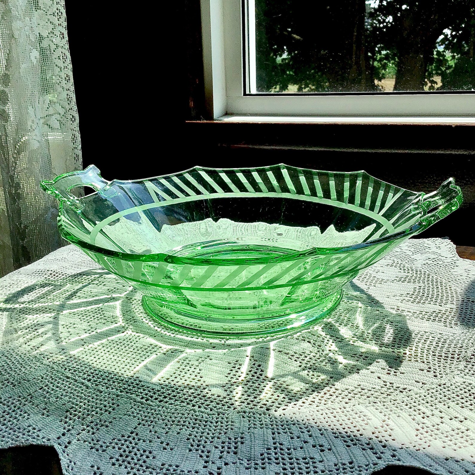 Green Imperial Glass Serving Set Molly Pattern Elegant Etched - Etsy